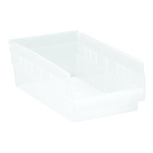 Quantum Storage Systems QSB102CL 30-Pack 4' Hanging Plastic Shelf Bin Storage Containers, 11-5/8' x 6-5/8' x 4', Clear