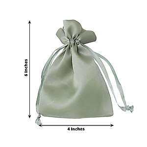 Efavormart 12PCS Sage Green Satin Gift Bag Drawstring Pouch Wedding Favors Bridal Shower Candy Jewelry Bags - 4"x 6"