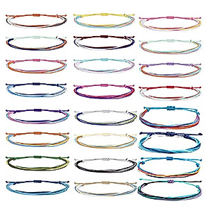 String Bracelets for Teen Girls Waterproof Boho Surfer Bracelets Summer Beach Rope Bracelets for Women Holiday Gifts for Girls Ocean Wave Anklet Bracelet Handmade Friendship Bracelet Birthday Gifts(24 Pcs String Bracelets)