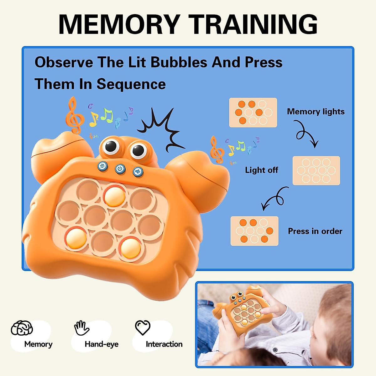 HEEGABEM Fast Push Game,Sensory Toys Pop Game Machine,Handheld Fidget Console for Kids Adults, Birthday Gifts for Boys Girls-Orange