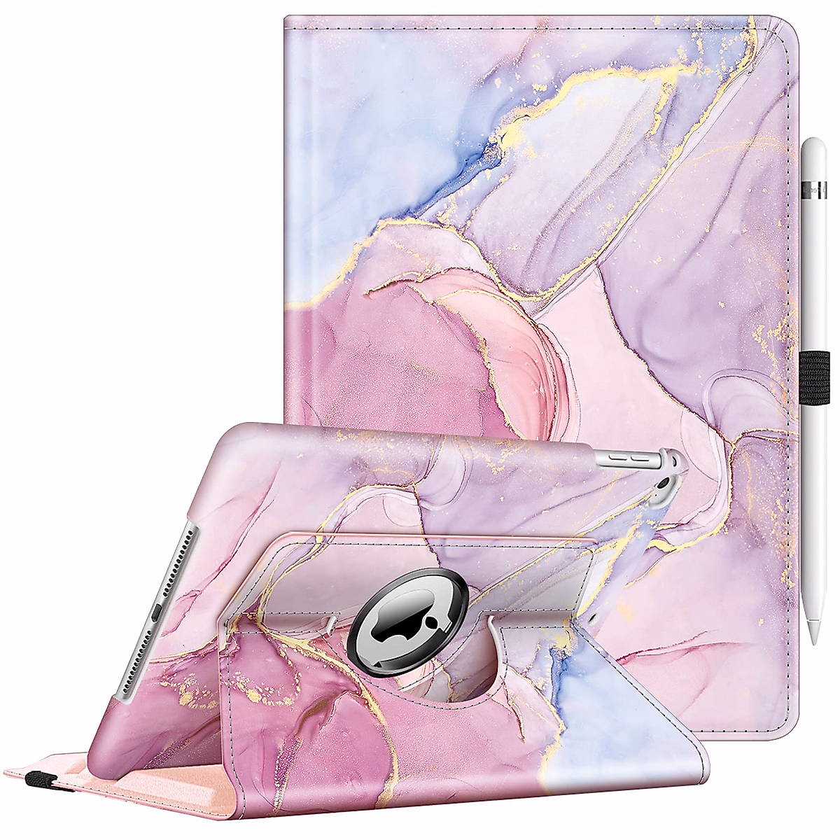 Fintie Rotating Case for iPad 6th / 5th Generation (2018 2017 Model, 9.7 inch), iPad Air 2 (9.7 Inch), iPad Air 1 (9.7 Inch) - 360 Degree Rotating Protective Stand Cover Auto Sleep, Glittering Marble