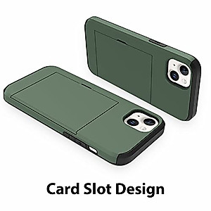ZIYE for iPhone 13 Case with Card Holder,for iPhone 13 Wallet Case Anti-Scratch Dual Layer Hidden Pocket Phone Case Shockproof Cover Compatible with for iPhone 13 5G-Green