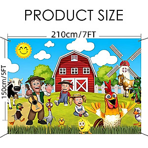 YRIOWMI 7x5 Foot Zennon Farm Children's Birthday Party Background Fabric, Birthday Party Decoration Photography Background