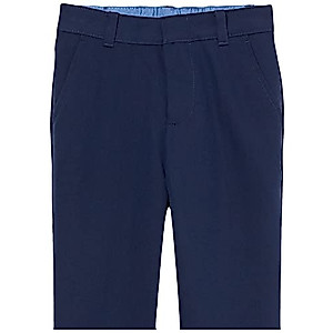 IZOD Boys' Bi-Stretch Flat Front Dress Pant, Bank Blue, 12