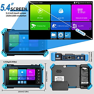 Rsrteng IP Camera Tester with Cable Tracer, IPC-5200C Plus 8MP AHD CVI TVI SDI CVBS IP Camera Test 4K HD Display Video Monitor 5.4 inch IPS Touch Screen IPC Tester Support POE PTZ RS485 HDMI & VGA