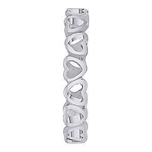 Gem Avenue 925 Sterling Silver Tiny Open Hearts 4mm Eternity Band Ring for Women Size 10