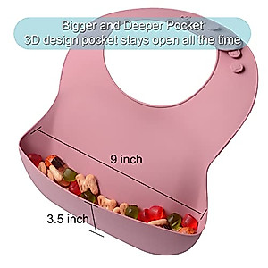 chefhandy Silicone Bibs for Babies, Adjustable Silicone Baby Bibs for Babies and Toddlers, Waterproof Baby Bibs for Eating, Silicone Bibs with Food Catcher Pocket, Soft, Easily Wipe Clean