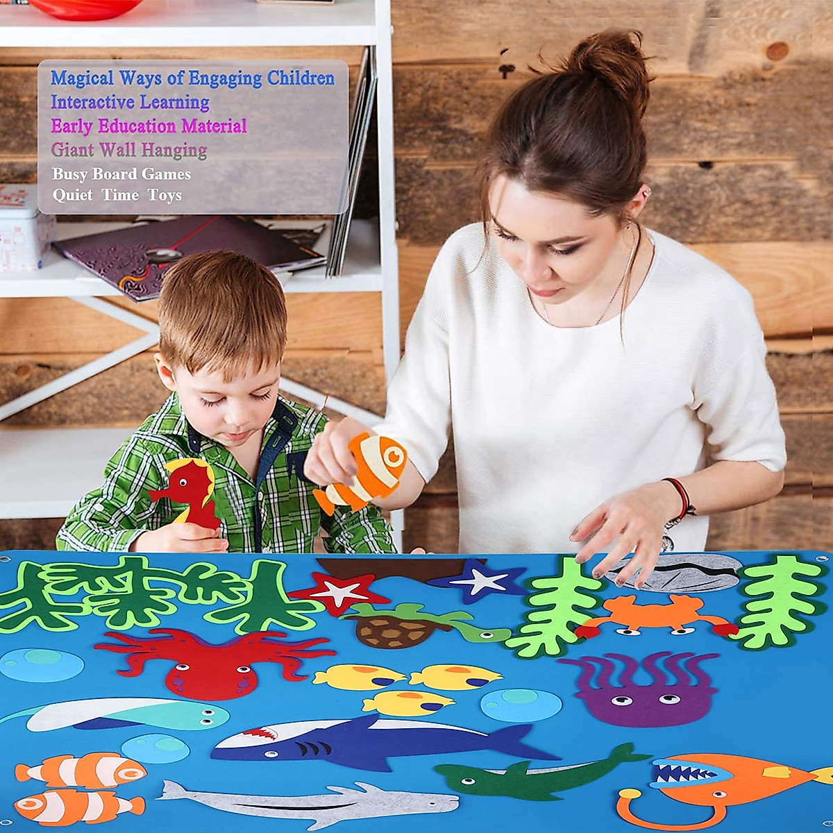 Crafty Toyz Ocean Animals Felt Board Set – Toddler Sea Creatures Play Kit – Kids Preschool Classroom Story Crafts – Toddlers Learning Animal Wall Toy