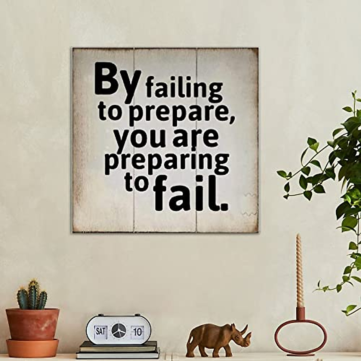 LITTLEGROVE SEEDS Vintage Wooden Pallet Sign By Failing to Prepare You Are Preparing to Fail Wood Signs 10x10in Wall Decor Farmhouse Decor Wall Art Wall Hanger Sign for Home Bedroom Living Room