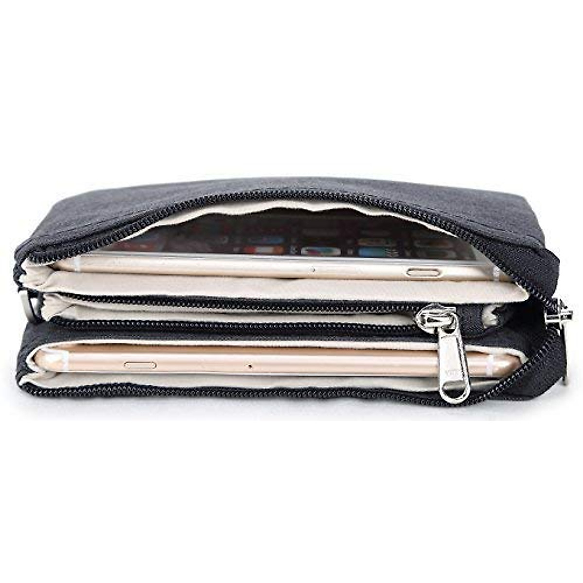 Crest Design Water Repellent Cell Phone Purse Wristlet Clutch Wallets For Women With Wrist Strap (Black)