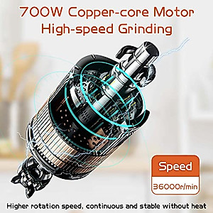 BAOJIAFU Electric Grain Mill Grinder 150g High-speed Grain Spice Herb Grinder 700W Dry Grinder Machine 304 Stainless Steel Superfine Powder Grinder 36000r/min for Kitchen Home and Commercial (150G)