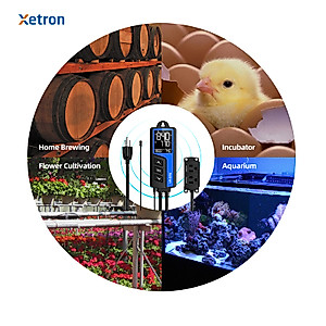 Xetron Temperature and Humidity Controller 110V 10A Digital Humidistat Thermostat Controller Pre-Wired Outlet for Fan Seed Fermentation Reptiles Heater, STC-1000ProTH NoAPP