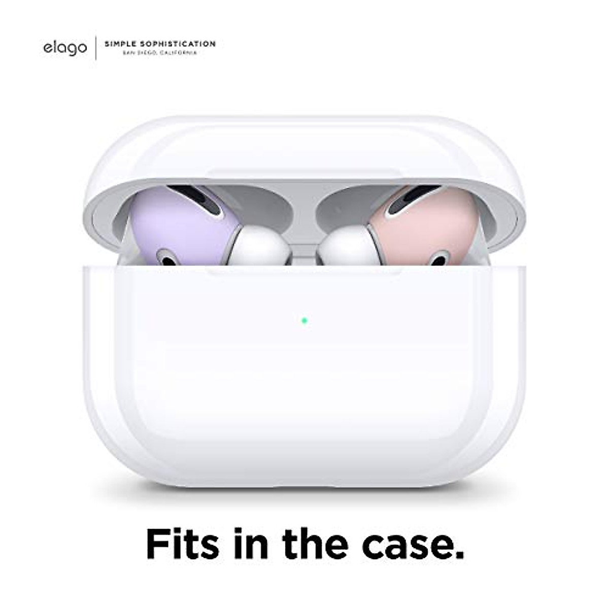 elago 2 Pairs AirPods Pro Ear Tips Cover Designed for Apple AirPods Pro, Anti Slip Silicone Cover, Dust-Free [Fit in The Case] (2 Pairs of 2 Colors) [US Patent Registered] (Lovely Pink & Lavender)