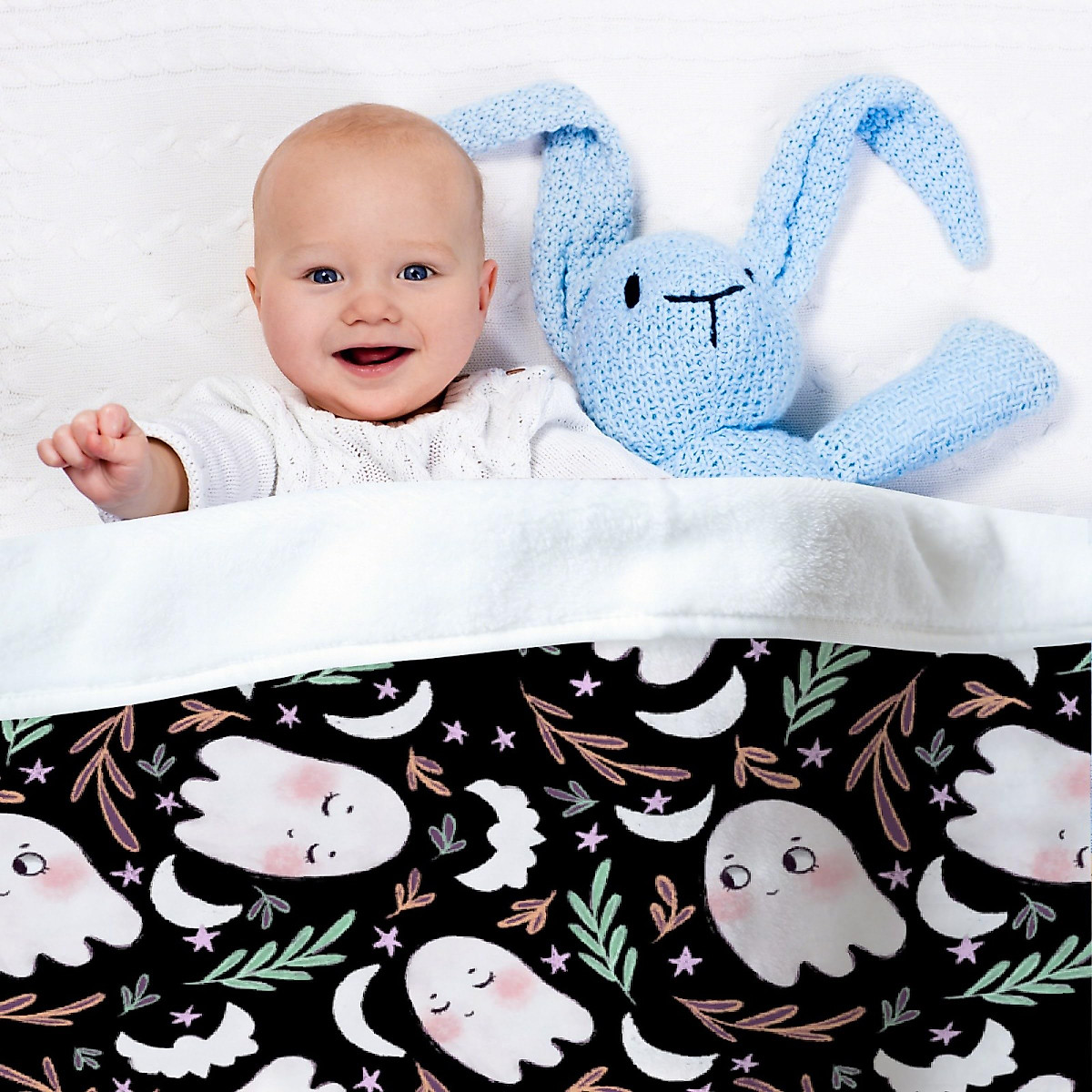 SUPERICH Halloween Ghosts Baby Blanket Gifts Super Soft Swaddle Newborn Cozy Baby Receiving Blanket Stroller Throw Blanket for Crib 40x30 XSmall for Puppy