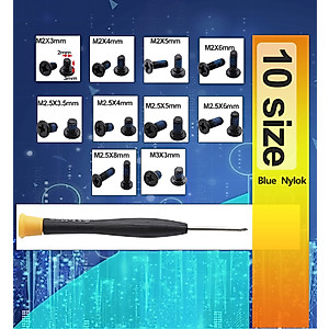 CO-RODE 551pcs Laptop Screws Kit, Notebook Computer Screw Set w/Blue Glue,Screw Driver, for SSD Motherboard Fan Power Graphics Hard Drive