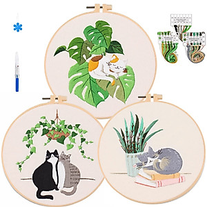 Highkick Cat Embroidery Kits for Beginners, Embroidery Kits for Adults, Easy Embroidery Kit