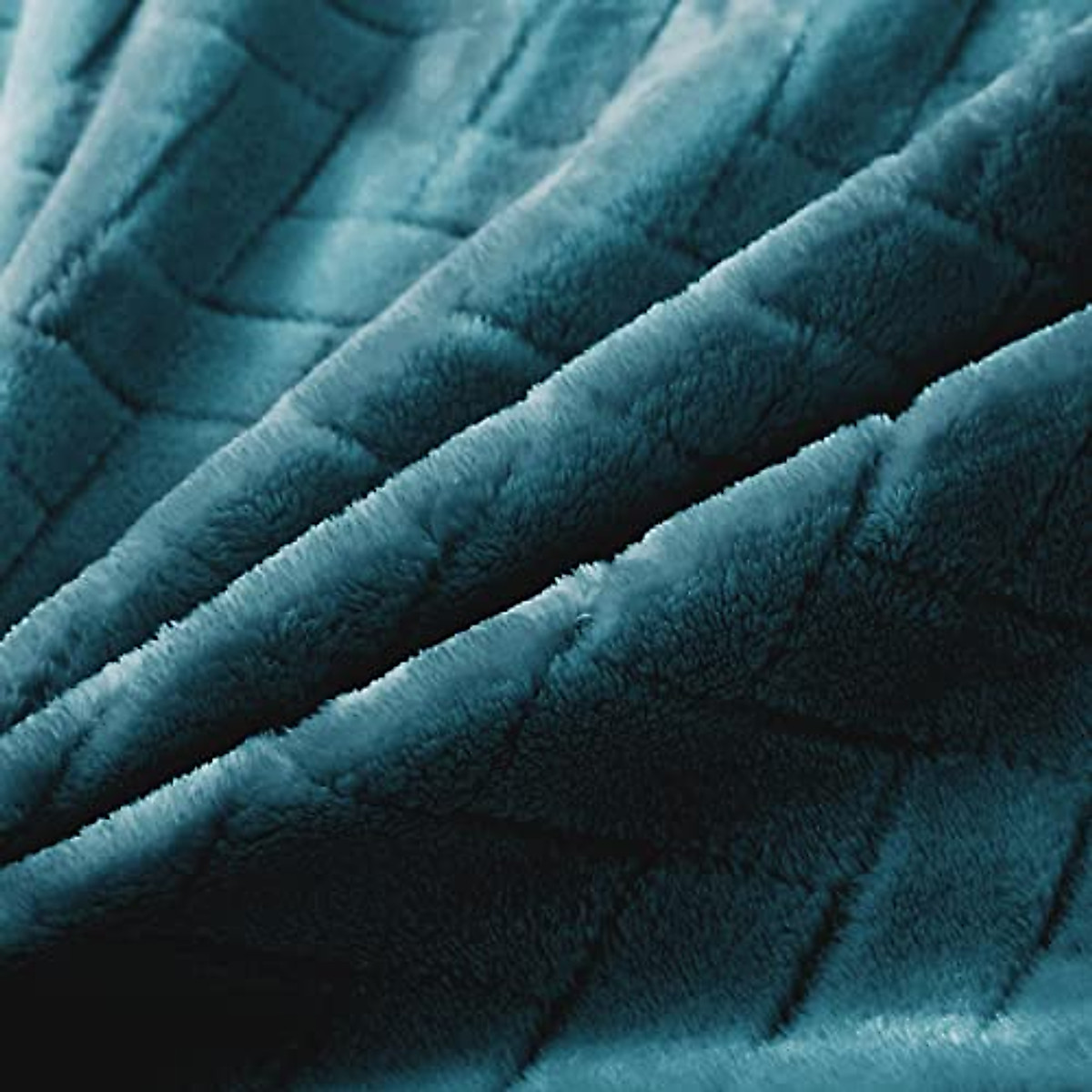 Whale Flotilla Plush Fleece Throw Blanket for Couch with Chevron Pattern, Decorative Soft Fluffy Throw Blanket for Sofa, Cozy and Lightweight, Teal, 50x65 Inch