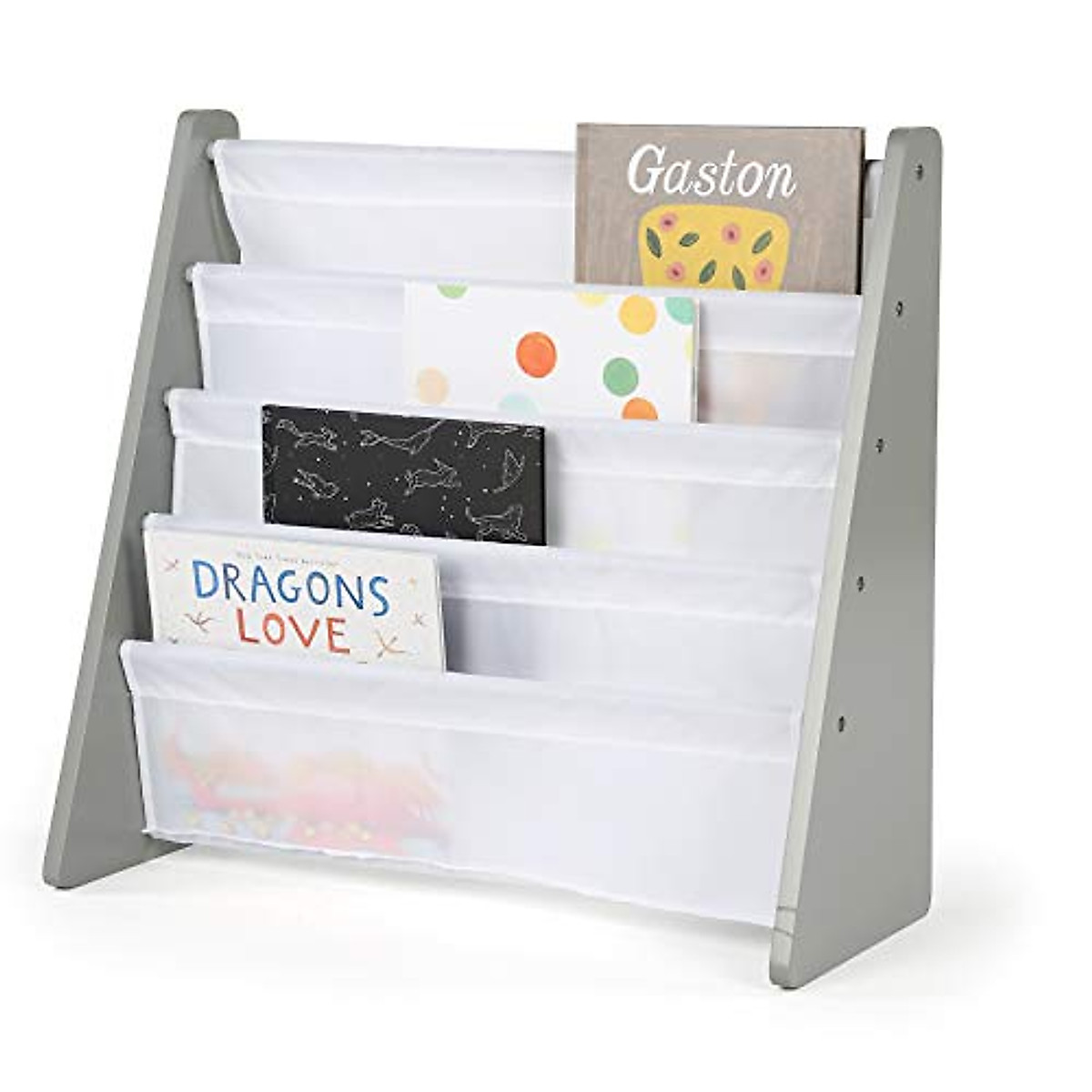 Humble Crew Kids Toy Organizer, Toddler, Grey/White & Crew Kids Book Rack Storage Bookshelf, Grey/White