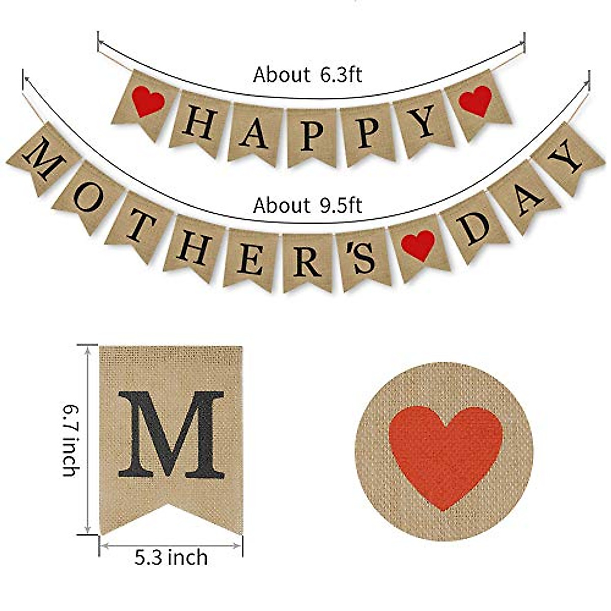 Happy Mothers Day Banner Rustic Mothers Day Party Decoration Supplies | Mothers Day Gifts from Son and Daughter