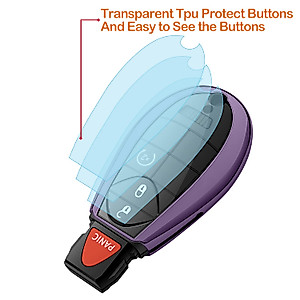 Houking for Dodge Key fob Cover,Soft Protector Case Key Shell with Leather Keychain,Fit for Grand Caravan Charger Challenger Durango Journey Magnum Ram Remote Key,Key Case Purple Black