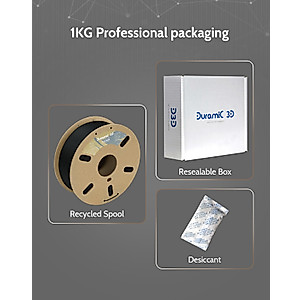 DURAMIC 3D PLA+ Filament 1.75mm 1Kg Black, PLA Plus 3D Printer Filament 1Kg Spool(2.2lbs) PLA Pro Tougher and Stronger, Dimensional Accuracy Probability +/- 0.02mm