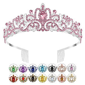 Crowns, Tiaras for Women, Pink Crown, Princess Crown, Birthday Crown, Crown Headband, Tiaras for Girls, Queen Crown, Princess Tiara, Rhinestone Headband, Pink Tiara for Women Wedding Crown for Bride