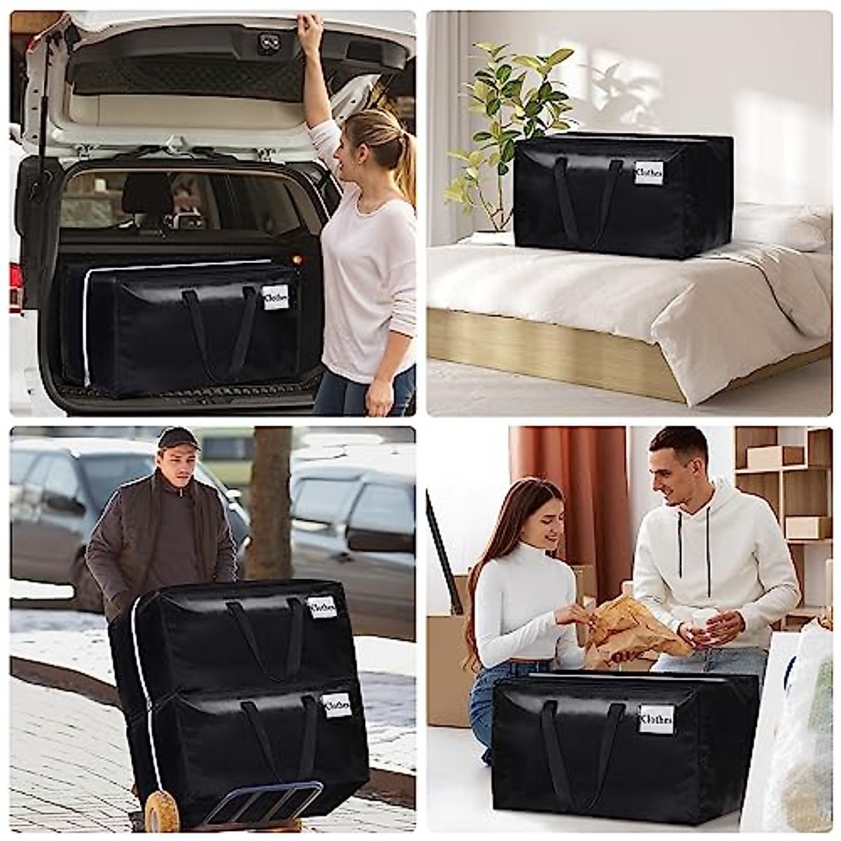 StorageRight Extra Large Moving Bags Oversized Moving Boxes with Strong Handles ＆ Zippers，Collapsible ＆ Reusable Storage Tote for Items，Ideal for Packing & Space Saving 93L,8-Pack