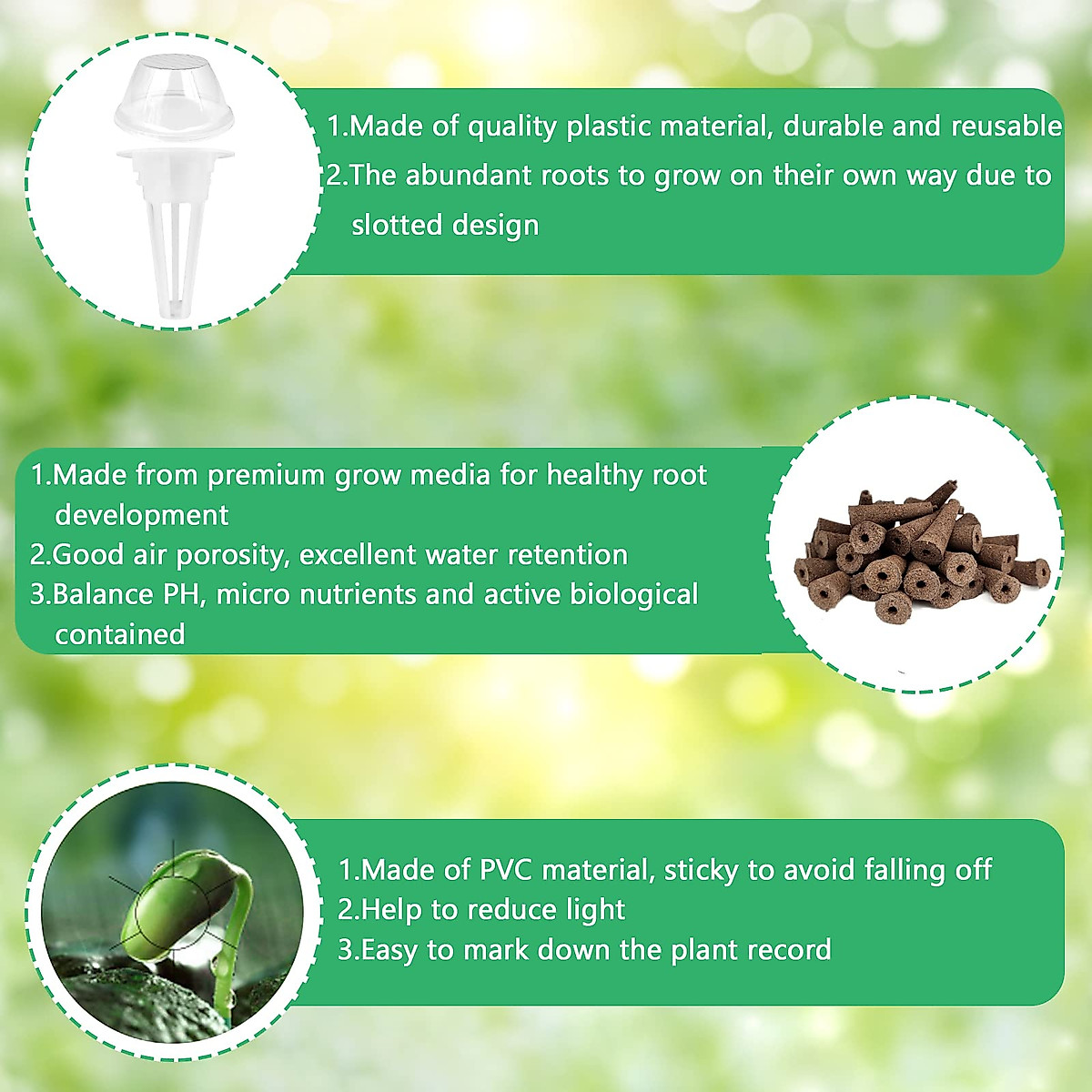 YARKHI 200 Pcs Seed Pods Kit Compatible with Aerogarden, Hydroponics Garden Accessories for Starting System, Plant Pod Including 50 Grow Sponges, Baskets, Domes and Labels