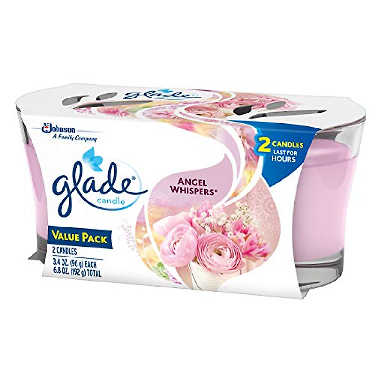 Glade Candle Jar, Air Freshener, Angel Whispers, 3.4 Ounce (Pack of 2)
