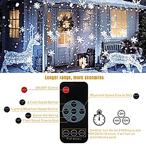 Christmas Projector Lights, UNIFUN Upgrade Dynamic Snowflake Projector Lights, Snowfall Light Show, Waterproof, for Christmas, Halloween, Party, Wedding and Indoor, Outdoor Decorations