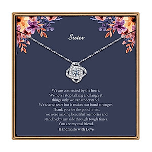 IEFLIFE Sisters Gifts Sister Necklace, Silver Love Knot Necklace Sister Jewelry Mothers Day Valentines Gifts Sister Gifts from Sister for Her