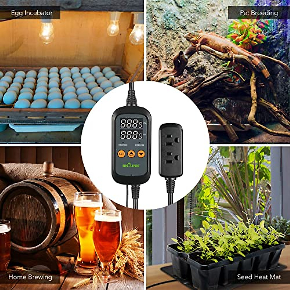 BN-LINK 8" X 12" Reptile Heating Mat & Smart WiFi Digital Temperature Controller Heating Cooling Compatible with Alexa and Google Home for Reptiles Aquarium