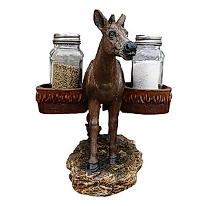 Ebros Gift Western Country Farm Mule Donkey Ass Carrying Saddlebags Figurine Salt Pepper Shakers Holder Decor Of Working Animals Horses Donkeys Agricultural Livestock Themed Accent