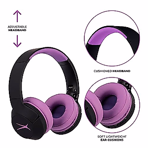Altec Lansing Kid Safe Noise Cancelling Wireless Headphones 15H Battery, 85dB Volume Limit, Foldable Design Powerful Sound, Active Noise Cancellation Perfect for Kids Ages 7+ (Blackout Purple)