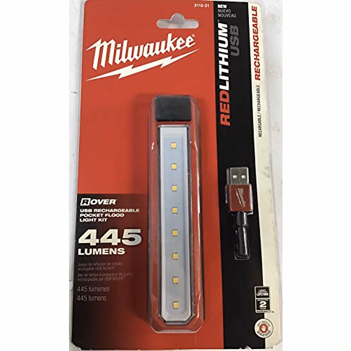 Milwaukee 2112-21 445-Lumen LED Rover Rechargeable Pocket Flood Light