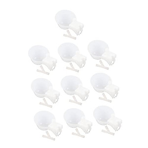 FONDOTIN 10 Sets Pigeon Drinker Poultry Waterer Food Serving Tray Bird Cage Chicken Drinking Tool Clear Drinking Glasses Pet Drinking Holder Bird Supplies Water Birdfeeder White Plastic