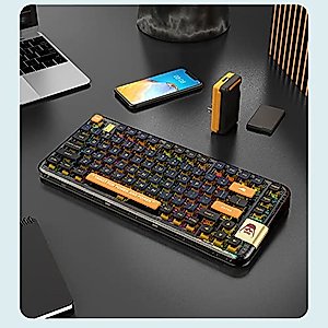 ASHATA Transparent Mechanical Keyboard RGB, Gaming Keyboard, Transparent Case RGB 80 Keys Triple Modes Gasket Structure Gaming Keyboard for Study Work Games (Black)
