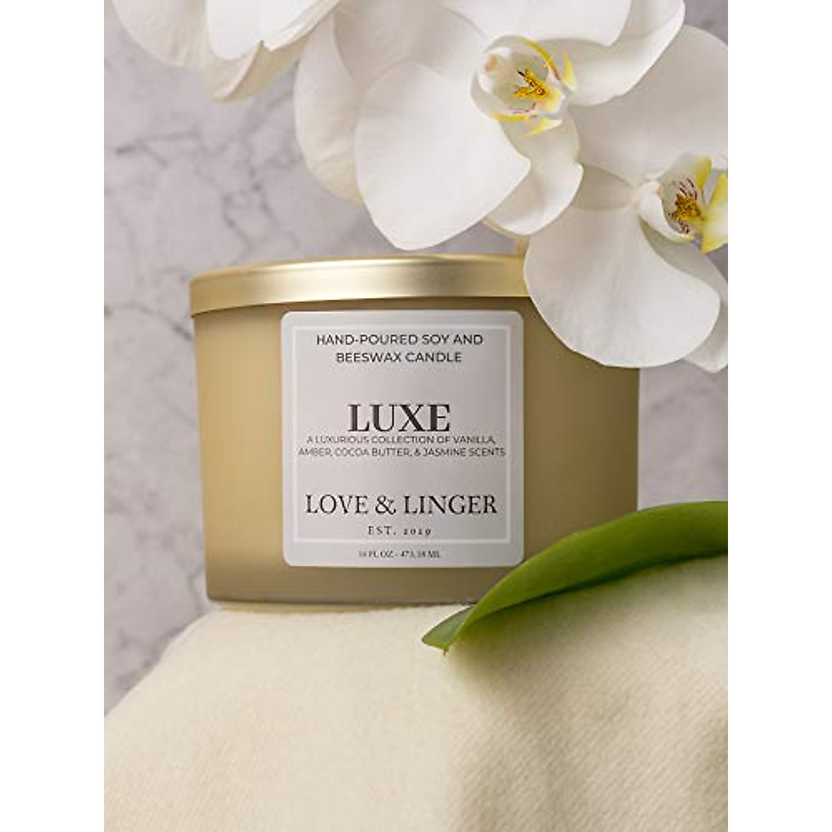 Luxury Candle | Luxe Candles | Soy & Beeswax Candles for Home | 16 oz. Large Jar 3 Wick Candle | Unique Candles | Candle Gift for Women | Bridesmaid Candle Gift