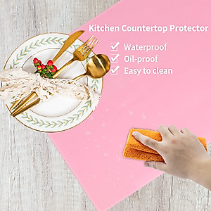 Ganwawo 4Pcs Refrigerator Liners,Washable Silicone Refrigerator Mat,Placemats for Dining Table,Suitable for Drawer/Cabinet Shelf Mat/Dinner Mat, Can Cut Refrigerator mat (Pink)