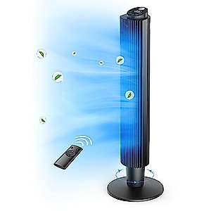 PARIS RHÔNE Tower Fan with Remote, 90° Oscillating Quiet Cooling Fan, 42'' or 36'' Height Adjustable, 5 Speeds, Sleep Mode, 12H Timer, Tall Standing Room Fan for Bedroom, Office and Home