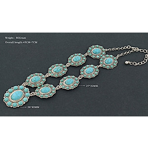 jianxi Vintage Alloy Synthetic Turquoise Necklace Fashion Jewelry Women (1279)