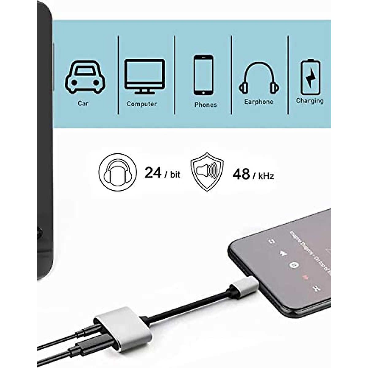 [Apple MFi Certified] Lightning to 3.5 mm Headphone Jack Adapter for iPhone, 2 in 1 Lightning to 3.5mm AUX Audio Charger Splitter Compatible with iPhone 13 12 11 XS XR X 8 7 Audio Earphone Adaptor