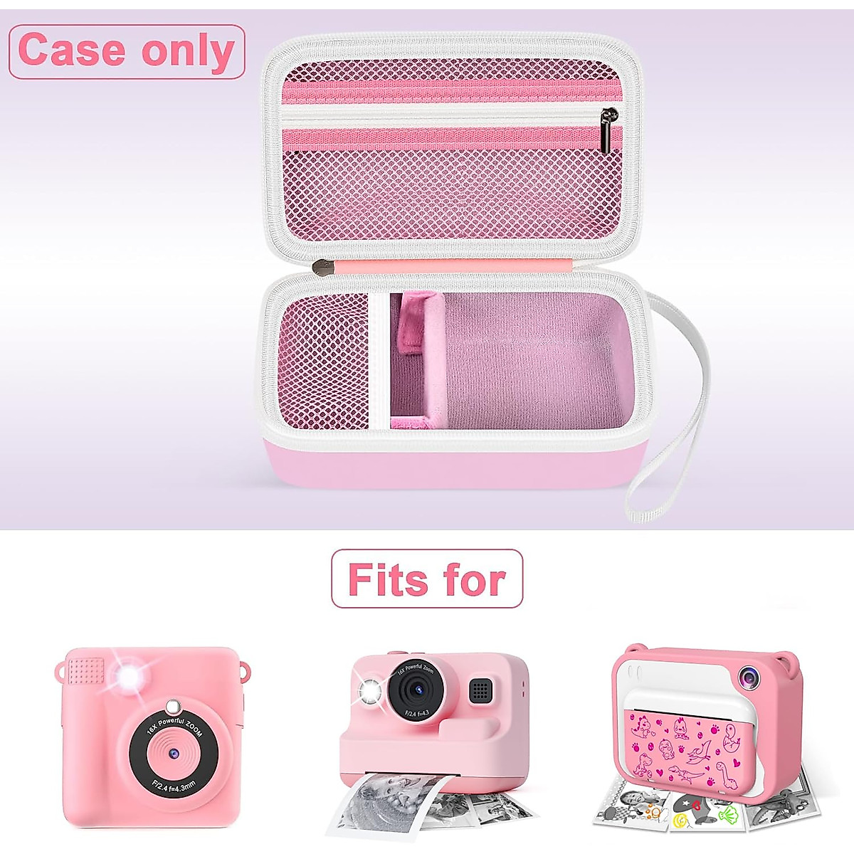 Grapsa Case Compatible with ESOXOFFORE for Dylanto for Anchioo for WEEFUN for GKTZ for Amzelas for Mafiti Instant Print Camera for Kids, Film Camera Storage Holder Organizer bag (Box Only)- Pink