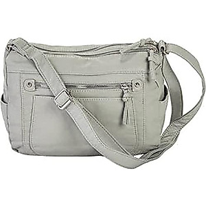 Bueno of California, Grainy Wash Solid Hobo Bag GRAY NS