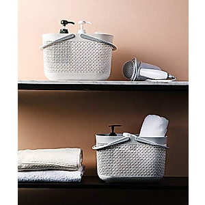 UUJOLY Plastic Organizer Storage Baskets with Handles, Shower Caddy Bins Organizer for Bathroom and kitchen（Grey