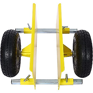Heavy Duty Adjustable Panel Dolly with Pneumatic 10" Wheels, 600LBS Load Bearing (Yellow)