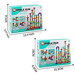 Fun Toys X 113 Pcs Marble Run Compact Set, Construction Building Blocks Toys, STEM Learning Toy, Educational Building Block Toy for 4 5 6 Year Old Boys Girls Kids(A-052
