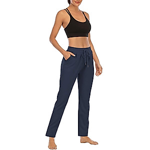 Lastesso Prime Shopping Online Women's Tapered Sweatpants Elastic Waistband High Waist Joggers Pants Gym Athletic Fit Trousers with Pockets Tall Womens Pants Navy XL