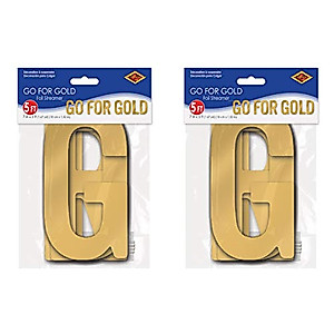Beistle Gold Foil Go Streamers 2 Piece, 7" x 5'