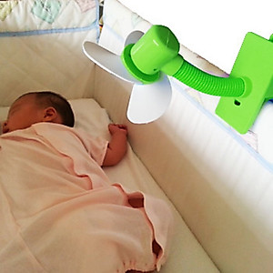 kilofly Clip-On Mini Stroller Fan, Green